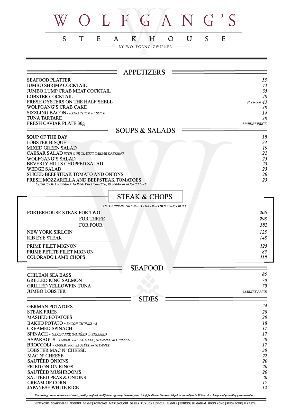 Menu | Wolfgang's Steakhouse Singapore
